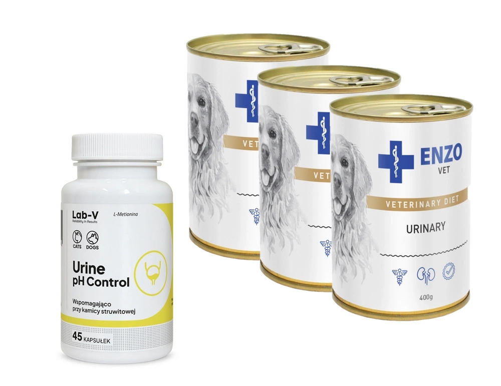 ENZO VET Urinary na onemocnění močových cest s kuřecím masem pro psy 3x400g + LAB-V Urine pH ...