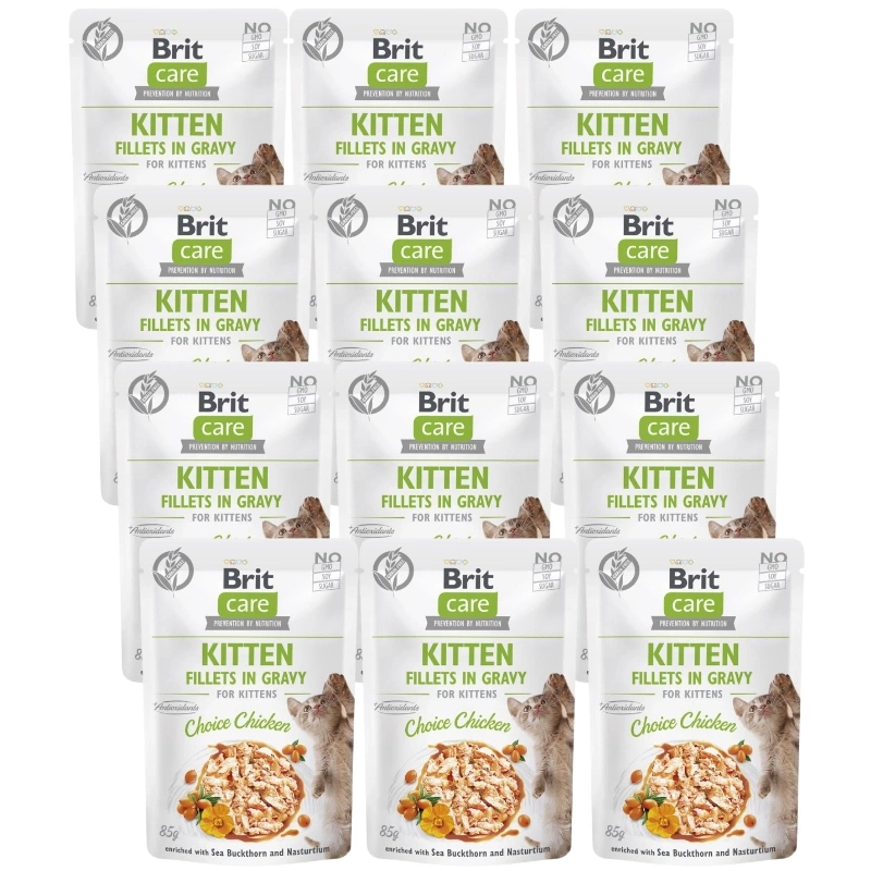 BRIT CARE Cat Kitten Fillets in Gravy Choice Chicken Enriched with Sea ...