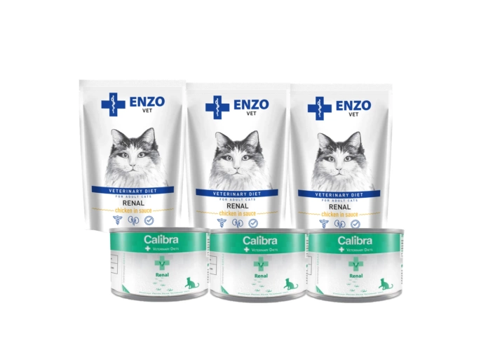 Calibra Veterinary Diets Cat Renal 3x200g + ENZO VET Renal s kuřecím masem 3x100g | Krteckem.cz ...